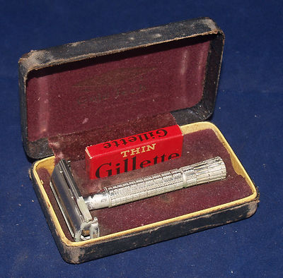 VINTAGE SAFETY RAZOR GILLETTE SILVER GOLD TECH CASE | eBay