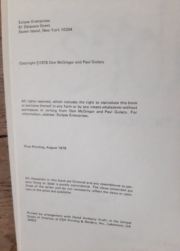 SABRE signed By Don Mcgregor & Paul Gulacy Graphic First Edition Novel ...