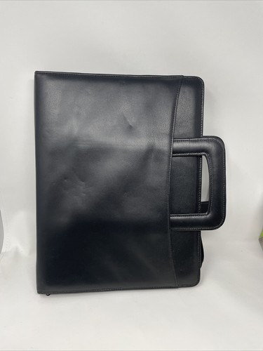 Day Runner leather 3 ring binder notebook black leather retractable ...