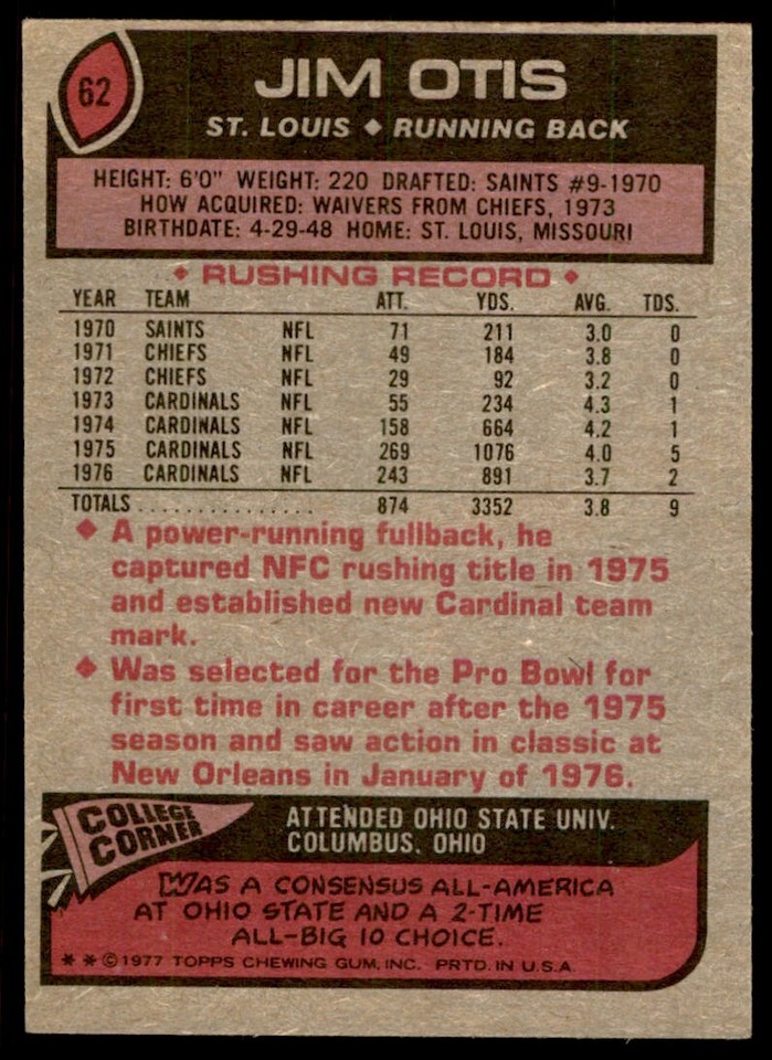 1977 Topps #62 Jim Otis | eBay