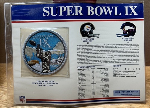 Willabee Ward Commemorative Super Bowl Patch 1975 Steelers Vikings New ...