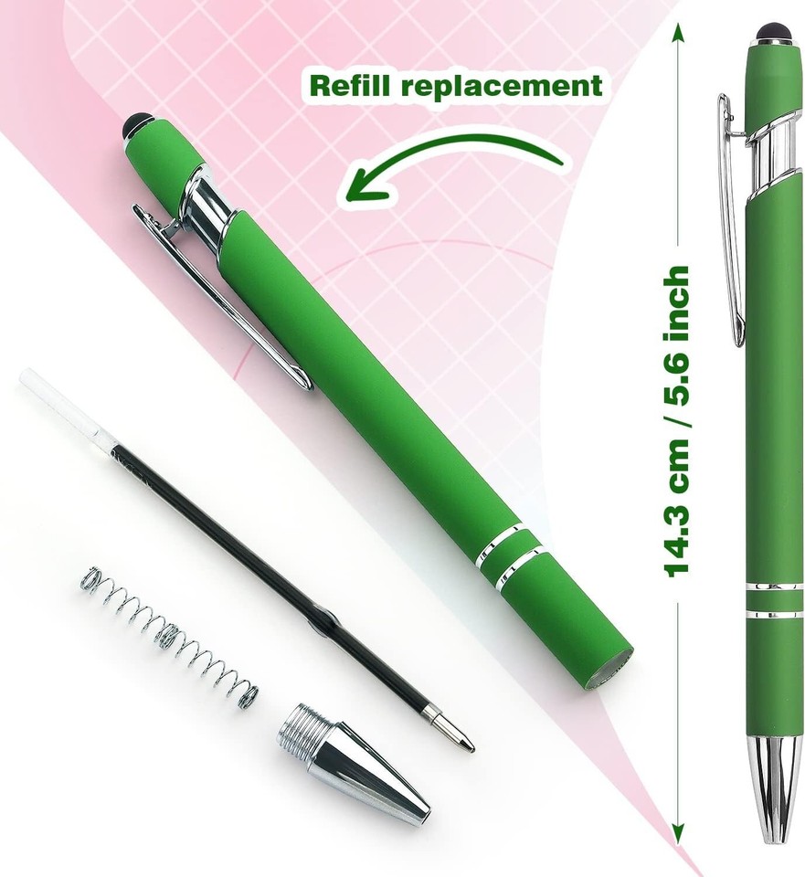 8 Pack Ballpoint Pen 2-In-1 Stylus Retractable Ballpoint Pen with ...