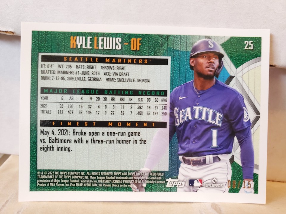 Kyle Lewis 2022 Topps Finest Flashbacks #25 Rose Gold Refractor /15 ...