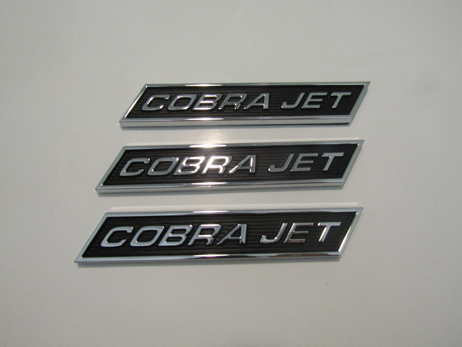 COBRA JET CHROME W BLACK FENDER HOOD SCOOP TRUNK EMBLEMS FITS FAIRLANE ...