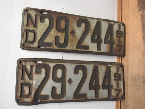 1917 NORTH DAKOTA Pair License Plates ND 29*244 1917 | eBay