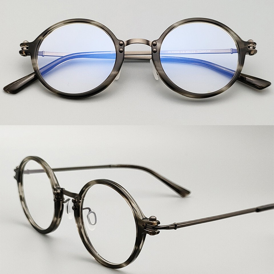Retro Round Eyeglasses Frame For Men Women Vintage Ultra Light Plate ...
