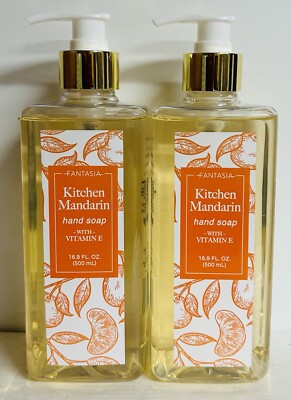 2-Pack Fantasia ~ Kitchen Mandarin Hand Soap with Vitamin E 16.9 fl oz ...