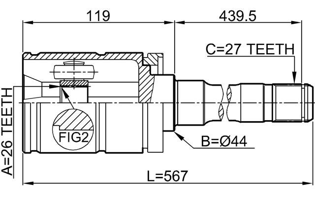Inner Joint Right 26X44X27 FEBEST 1911-E53RH OEM 31607565314 | eBay