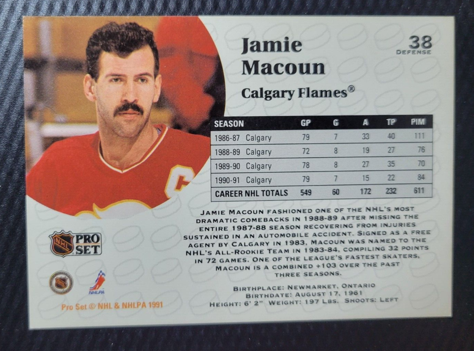 1991-92 Pro Set JAMIE MACOUN Calgary Flames Hockey NHL Card #38 | eBay