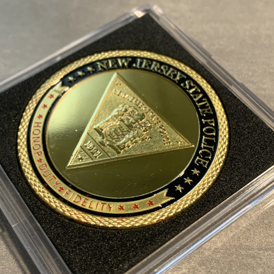 NEW JERSEY STATE POLICE TROOPER ST MICHAEL Challenge Coin 40mm with ...