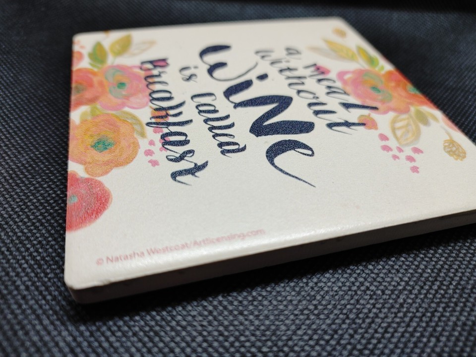 THIRSTYSTONE 4" Coaster Meal Without Wine Called Breakfast Red Poppy ...