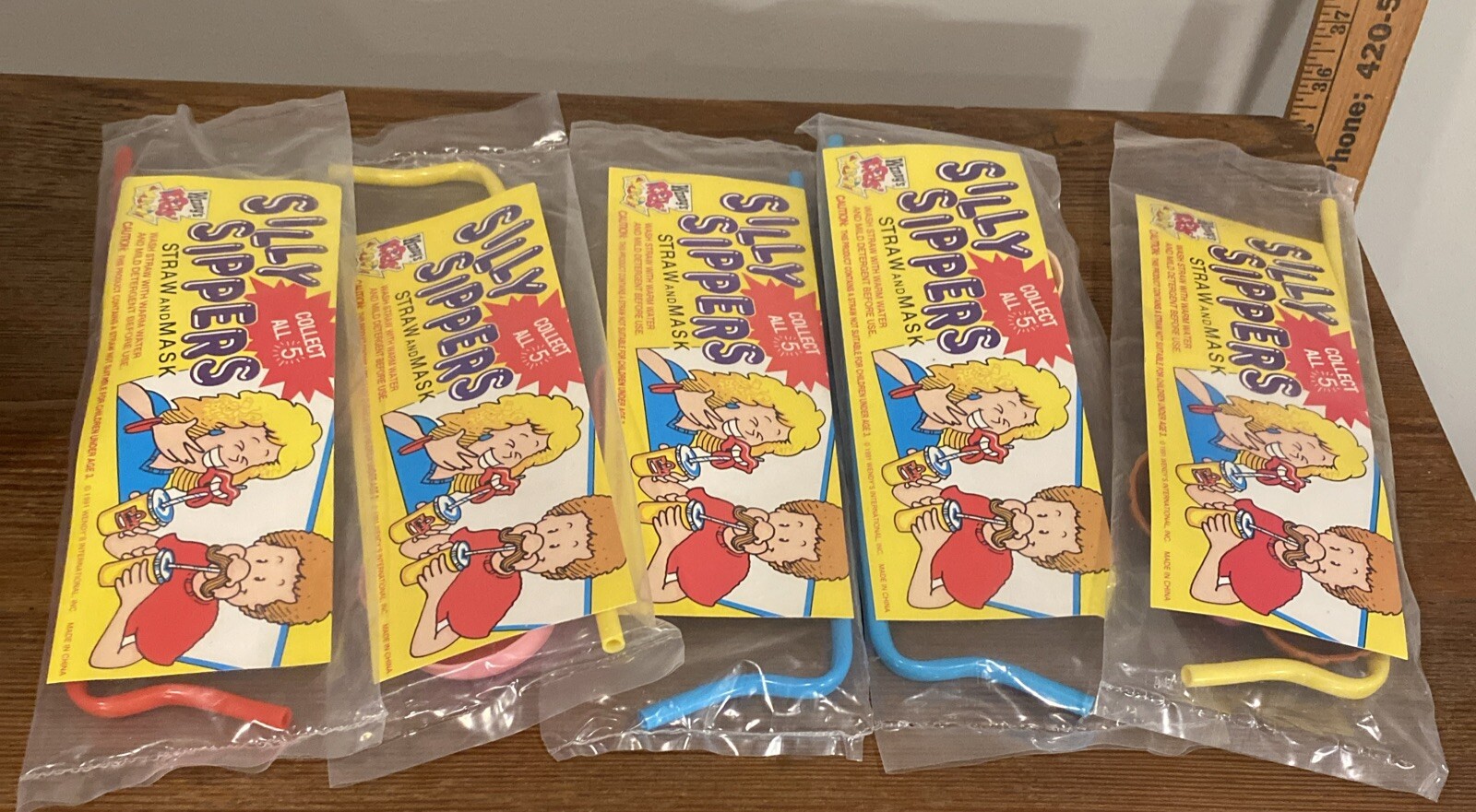 Vtg Lot 5 Full Set Wendys Meal Silly Sippers and Masks NOS | eBay