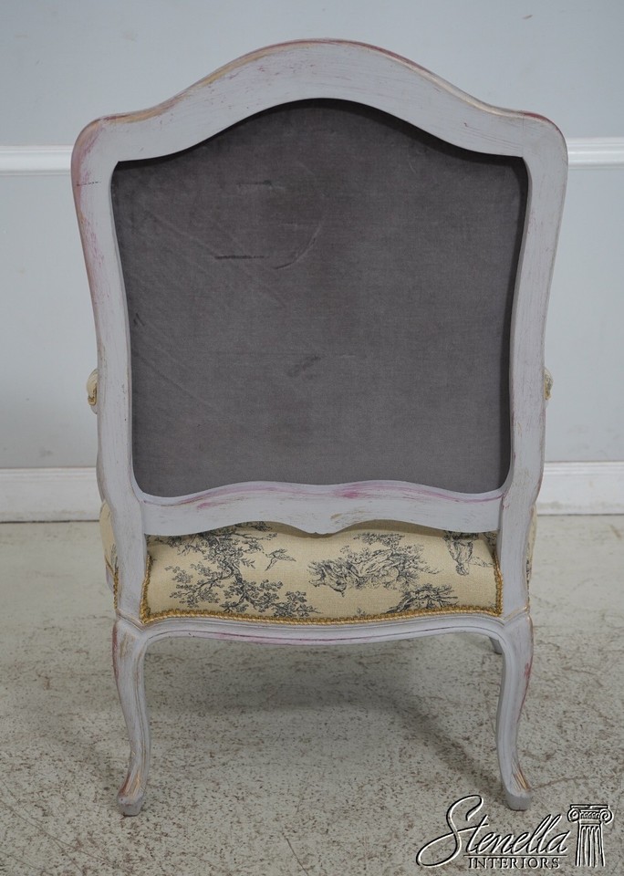 L40436EC: Pair Custom Paint Decorated French Louis XIV Style Arm Chairs ...