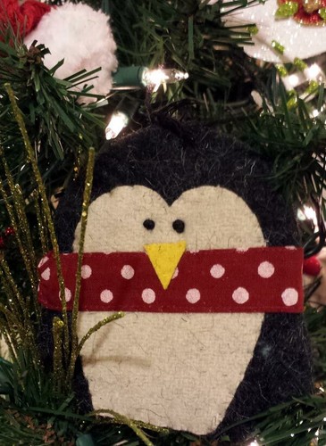 Christmas Ornament Penguin Felt Wool & Cotton Tag Holiday Decor | eBay