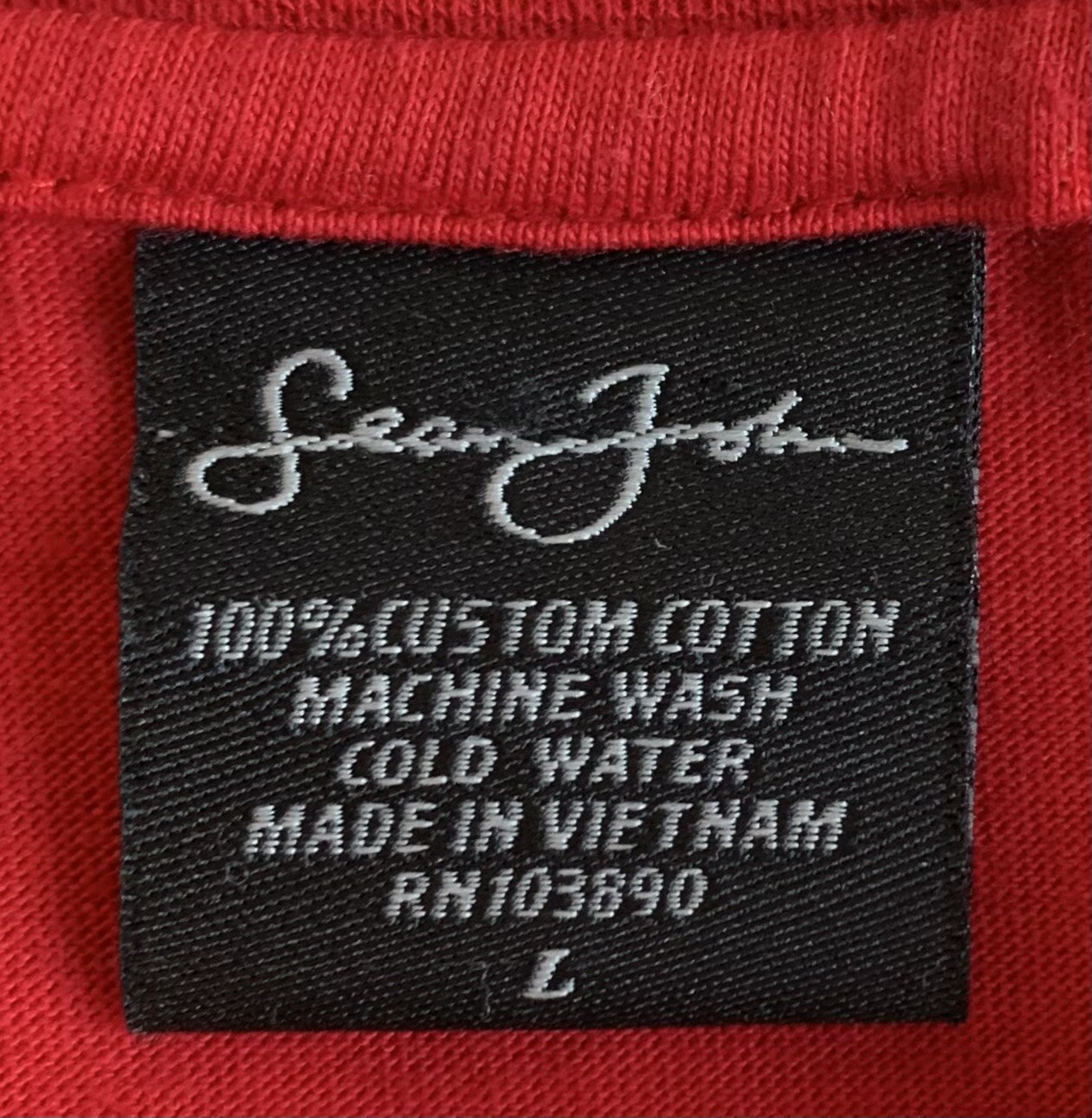 Sean John signature graphic logo hip hop red 100 % Cu… - Gem
