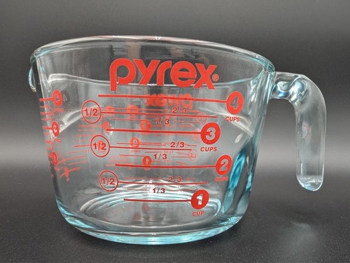 Vintage 70's pyrex 4-Cup 1-Quart 1 Liter Red Lettering Glass Measuring ...