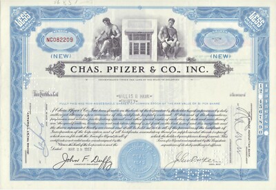 Chas. Pfizer and Co.,Inc. Stock Certificate 1957 | eBay