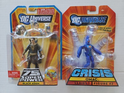 NEW BLACK ADAM & OMAC FIGURES SHAZAM BUTTON DC UNIVERSE COMICS 75 YEARS ...