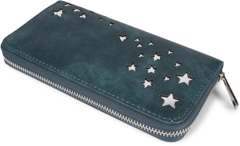 Damen Portemonnaie Metallic Stern Cut-Outs, Reißverschluss, Geldbörse ...