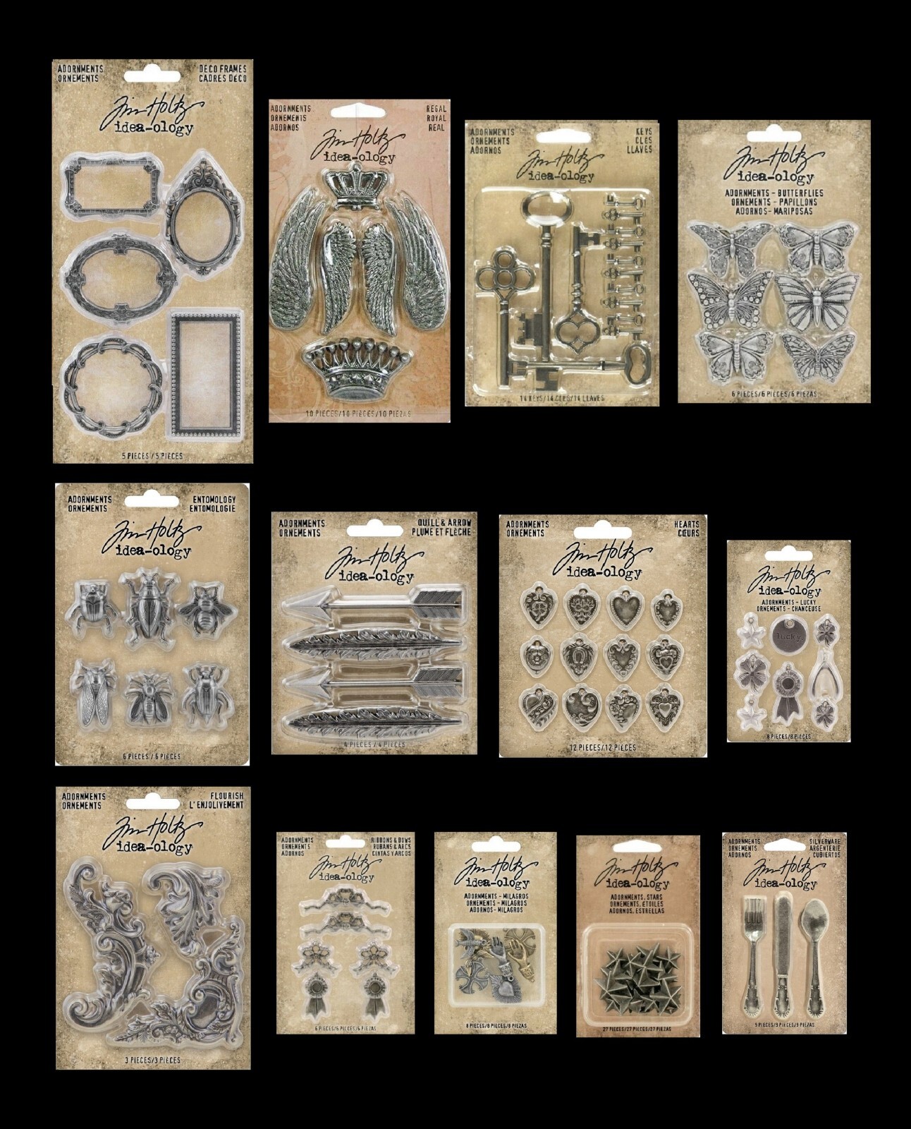 Tim Holtz IDEA-OLOGY Adornments Metal Embellishments - 13 Styles FREE ...