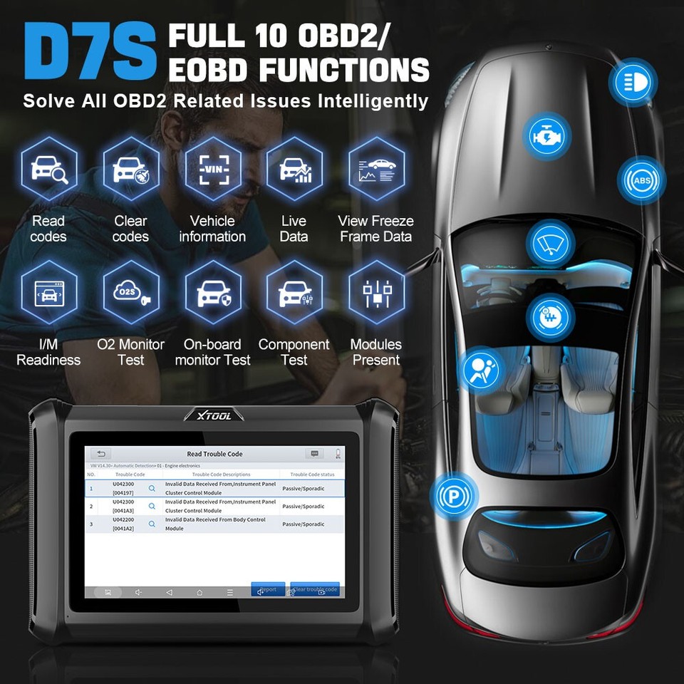 XTOOL D7S V2.0 Car Diagnostic Tool OBD2 Scanner Bidirectional Key ...