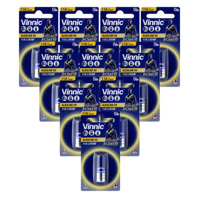 10 Vinnic 11A Alkaline Batteries 6V L1016F 1Bl E11A GP-11A GP11A Exp ...