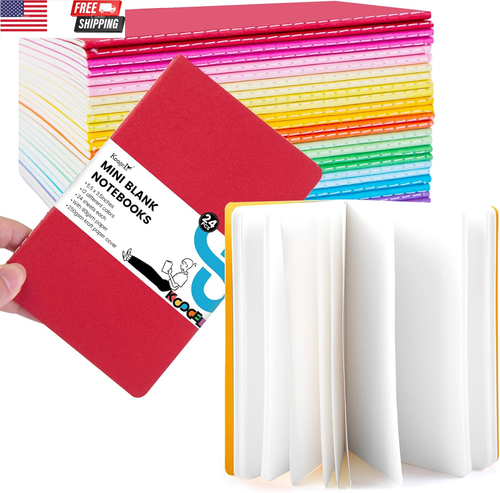 24 Pack Mini Pocket Notebooks, Small Blank Notebooks 3.5 X 5.5 Inch ...