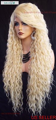 36" Long Lace Front Wig, Deep C-Part, High Heat Safe, Color 613 ...