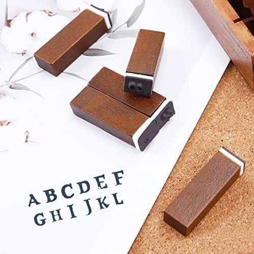 70Pcs Wooden Rubber Alphabet Letters Numbers & Symbols Stamp Upper ...