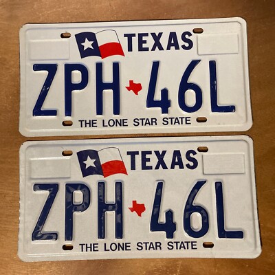 1990s Texas License Plate Pair # ZPH-46L | eBay