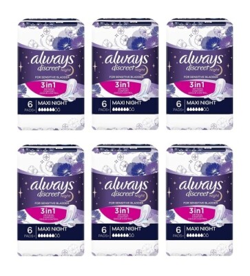6 x Always Discreet Pad Maxi Night 6 Pads | eBay