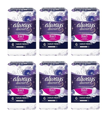 6 x Always Discreet Pad Maxi Night 6 Pads | eBay