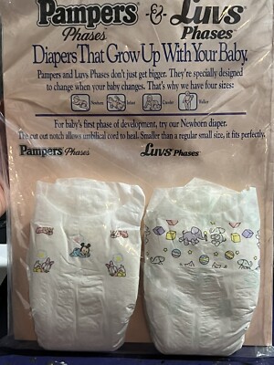 Vintage Pampers And Luvs Baby Diapers (2) Phases Disney Sesame St. NIP ...