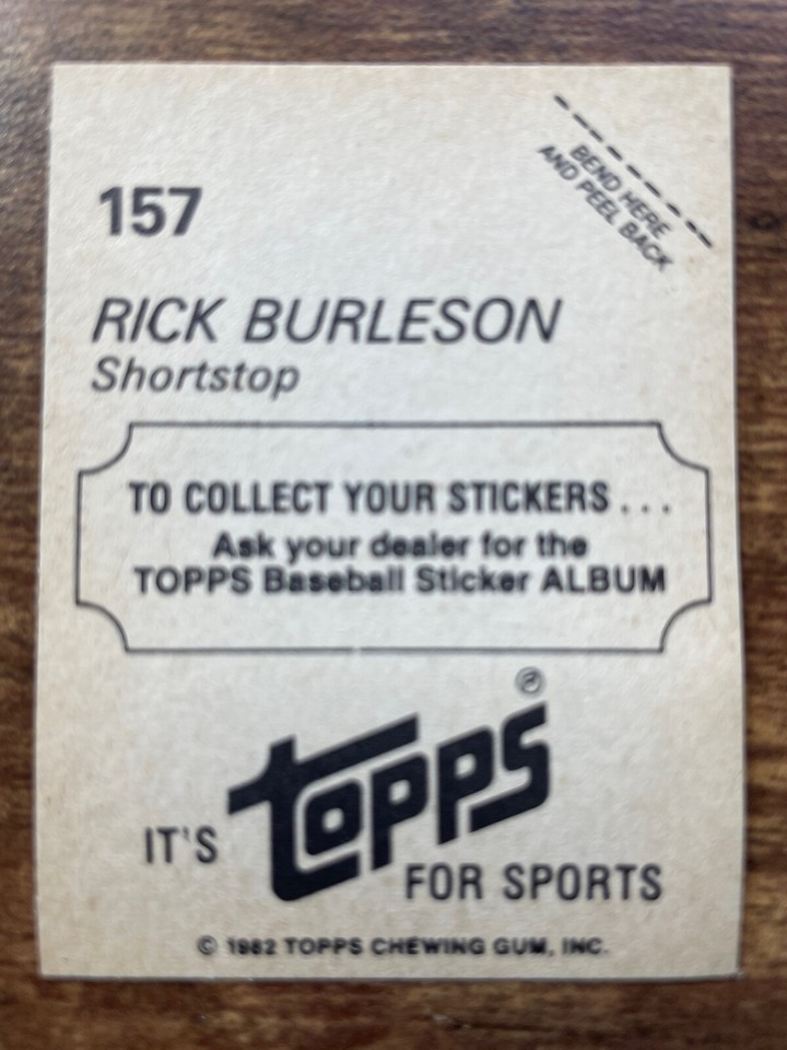 1982 Topps Baseball Sticker #157 Rick Burleson California Angels NM/MT ...