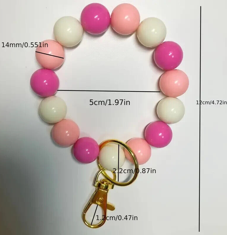 4" Handmade Acrylic Bead Wristlet Keychain Gold-Tone New Free Ship 9227 ...