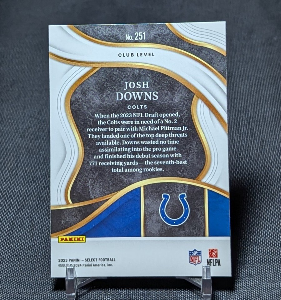 Josh Downs Club Level Rookie RC 2023 Select Card #251 Indianapolis ...