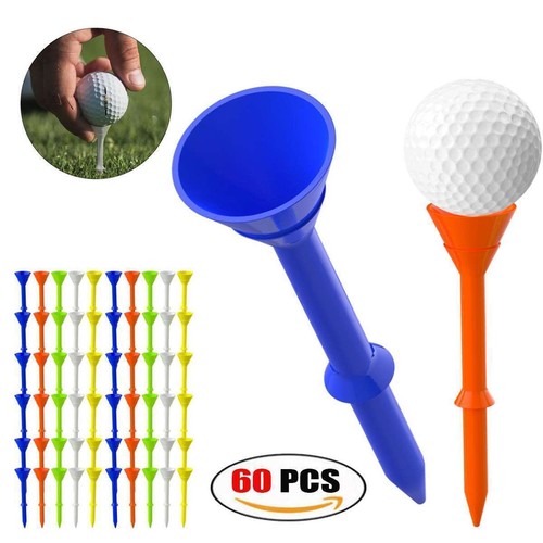 60 PACK Golf Tees Durable Plastic 3-1/4" Big Cup Golfer Training Aid ...