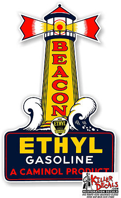 18" TALL BEACON ETHYL GASOLINE GAS PUMP TANK DECAL STICKER | eBay