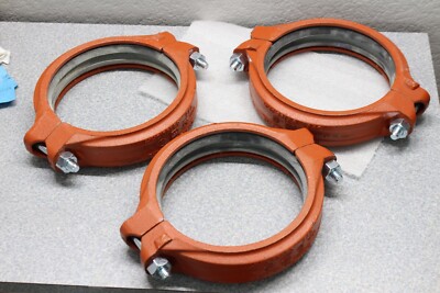 3x Pack Lot Grinnell G-Fire 577 6" Rubber Grooved Rigid Pipe Coupling ...