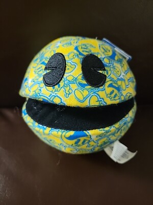 Pac Man 4.5" Yellow & Blue Stuffed Ball Plush | eBay