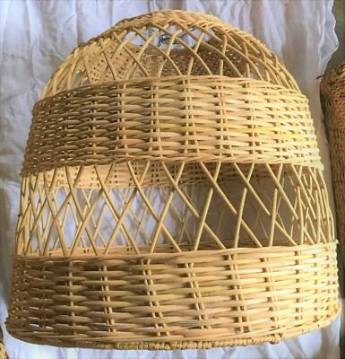 Natural Rattan Lamp Shade cane wicker hanging Pendant Light fitting 34 ...