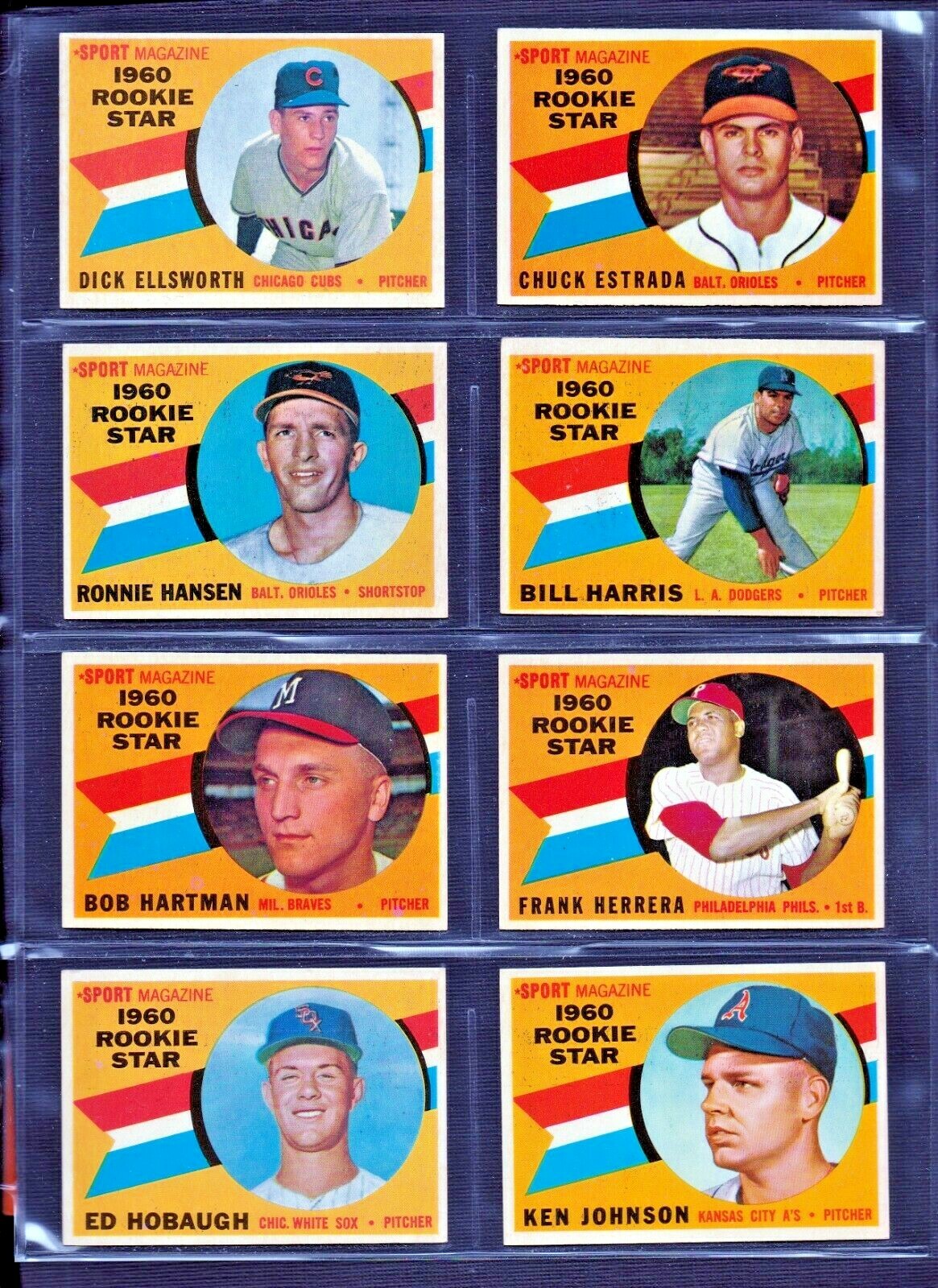 1960 Topps Baseball SET BREAK LOT OF 8 #125 126 127 128 129 130 131 135 ...