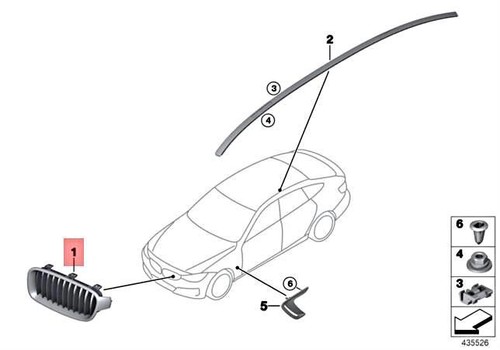 Genuine BMW F34 Radiator Kidney Luxury Line Grille Left OEM 51137294805 ...
