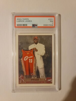 PSA 7 NM/MT 2003 TOPPS LEBRON JAMES ROOKIE BASKETBALL CARD #221 RC ...