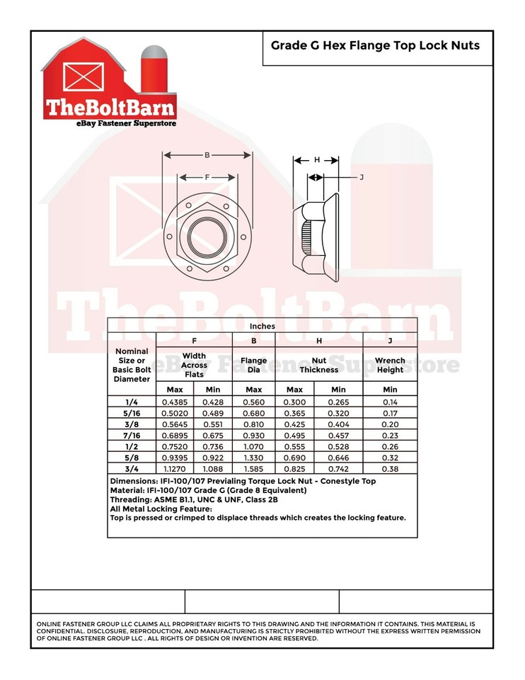 1/4"-20 Grade 8 (G) Hex Flange Top Lock Nuts Coarse Phos & Oil (Pick ...