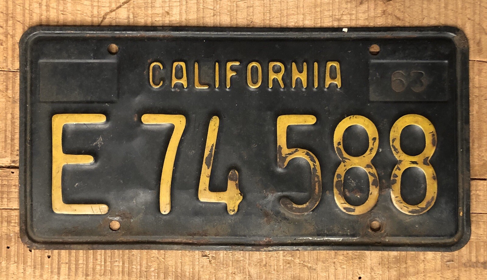Matching Pair of Vintage 1963 Black Yellow California License Plates ...