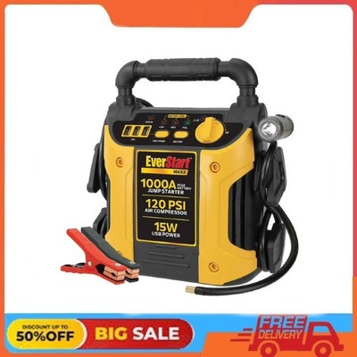 EverStart Max 1000 Peak Amp Jump Starter, 120 PSI Compressor, Pivoting ...