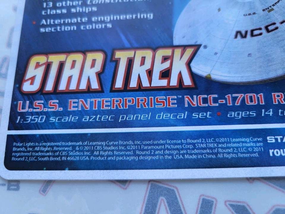 STAR TREK 1/350 U.S.S. ENTERPRISE Aztec DECALS NCC-1701 REFIT | eBay