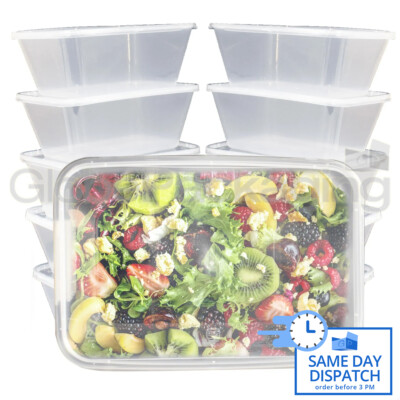 CLEAR PLASTIC MICROWAVE CONTAINERS TAKEAWAY TUBS WITH LIDS FOOD SAFE ...