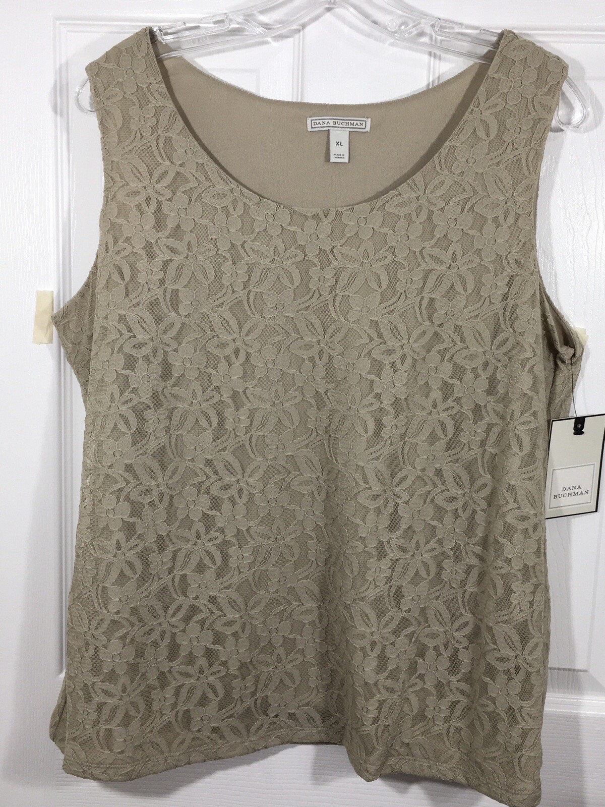 NEW Dana Buchman Lace Tank Top Shell Womens Size XL Beige Polyester ...